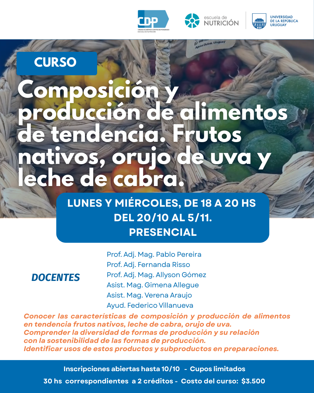 Curso: Composición y producción de alimentos de tendencia. Frutos ...